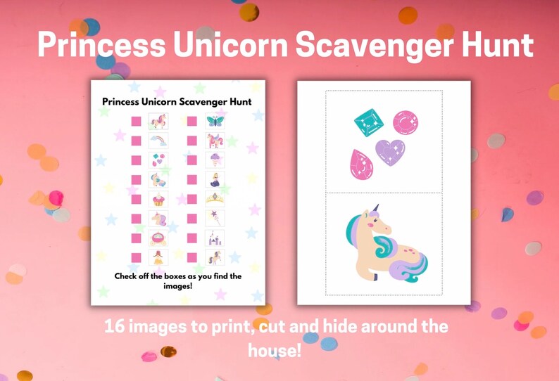 Princess Unicorn Scavenger Hunt, Birthday Party Game, Printable ...