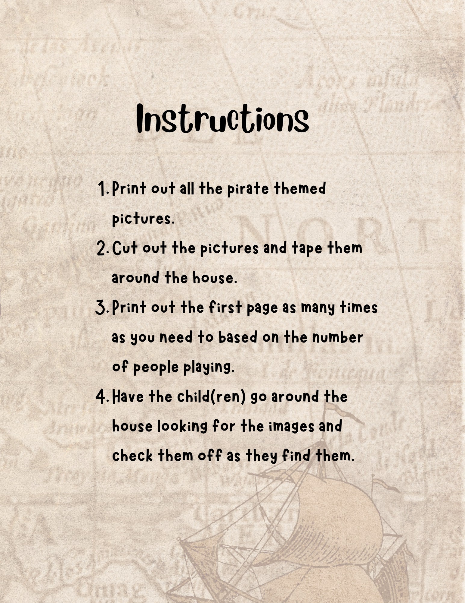 Pirate Scavenger Hunt, Pirate Party Game, Indoor Game for Kids, Pirate ...