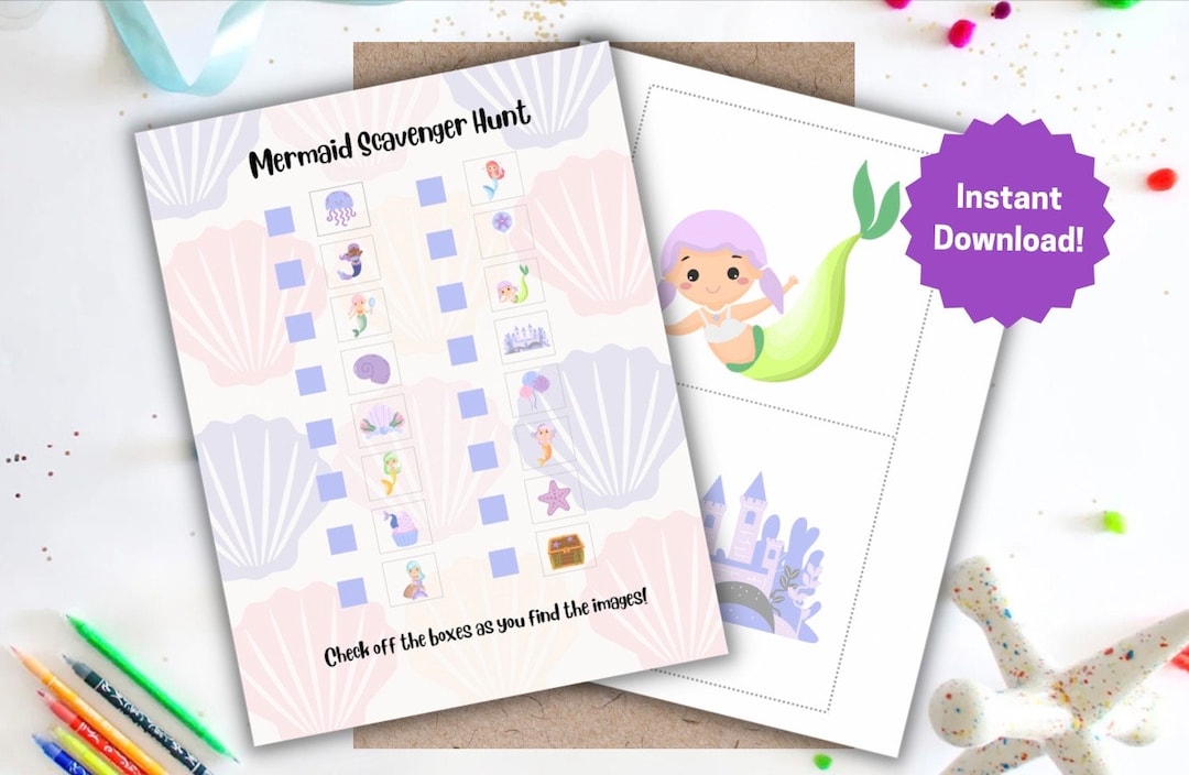 Mermaid Scavenger Hunt for Kids Indoor Activity Birthday - Etsy
