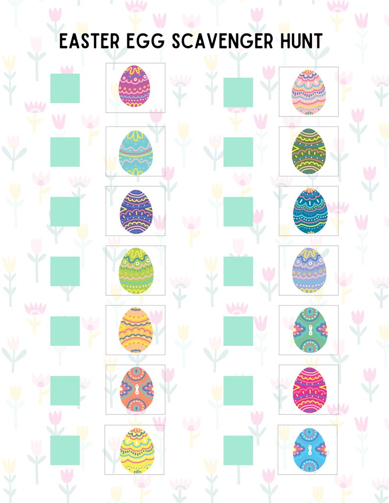 Printable Easter Egg Hunt, Easter Egg Scavenger Hunt, Easter Party Game ...