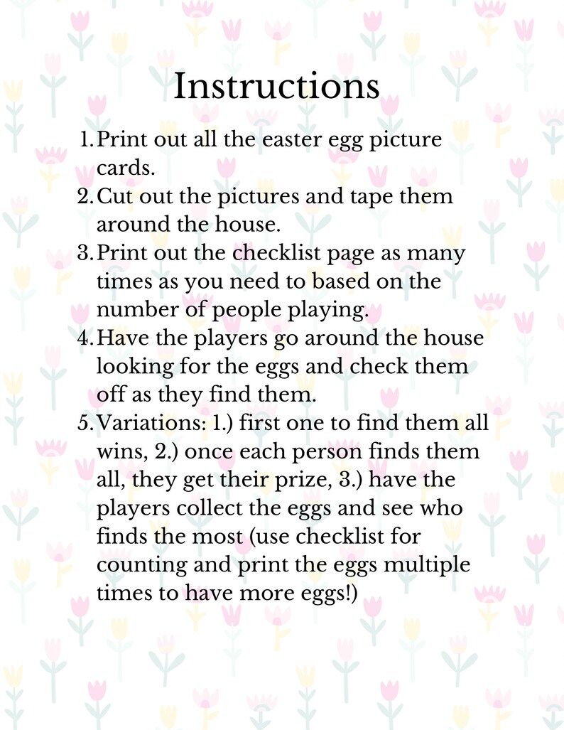 Printable Easter Egg Hunt, Easter Egg Scavenger Hunt, Easter Party Game ...