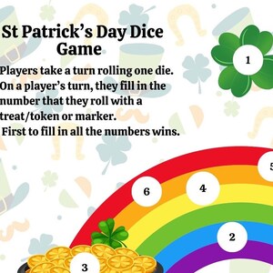 St Patricks Day Game, Dice Game for Kids, St. Patty’s Activity for Kids ...