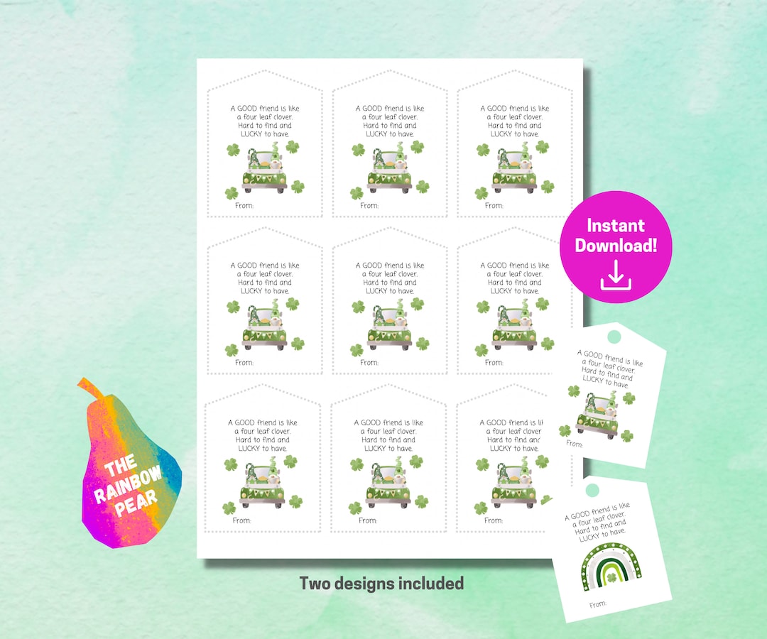 Printable St Patricks Day Friendship Gift Tag, for Friends, Classroom ...