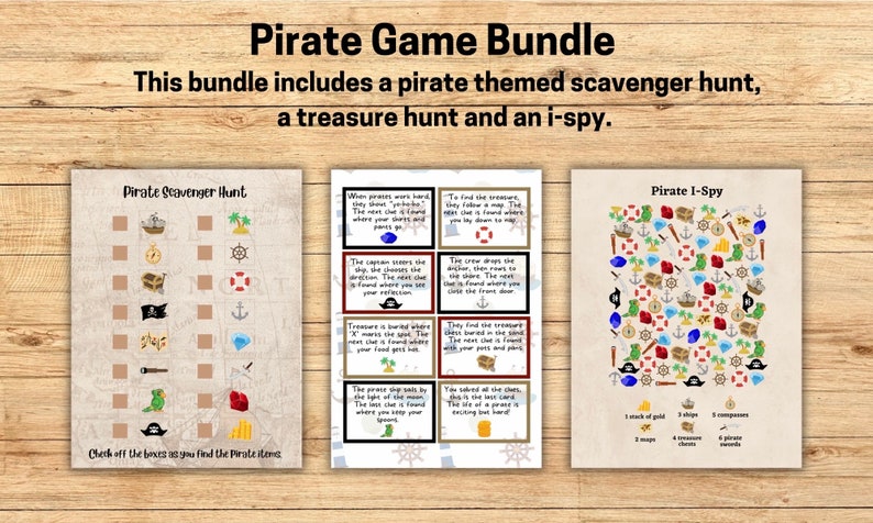 Pirate Party Games, Scavenger Hunt, Treasure Hunt, Printable, Digital ...