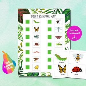 Insect Scavenger Hunt, Printable Game, Treasure Hunt, Digital Download ...