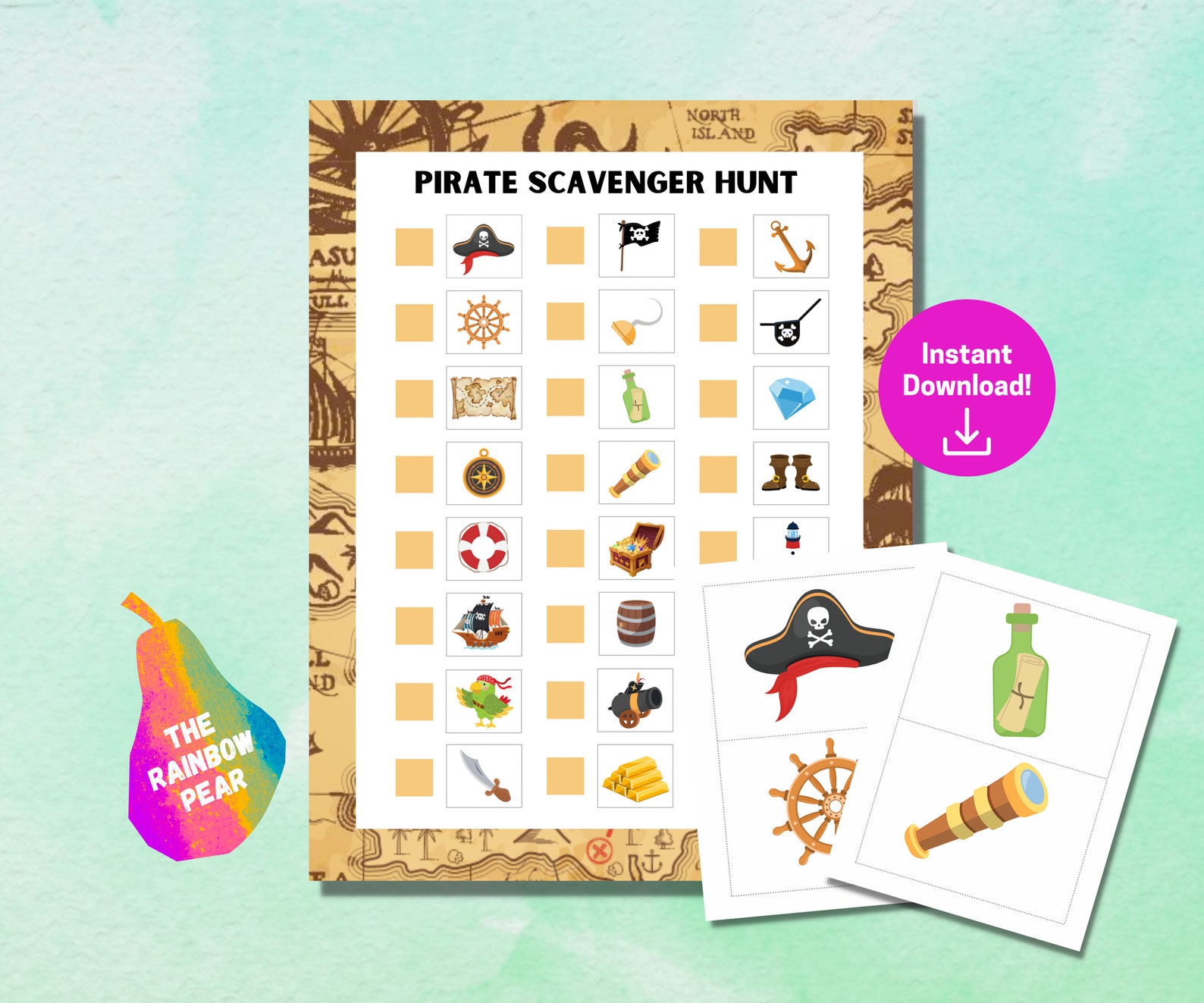 Pirate Scavenger Hunt Adventure, Treasure Hunt, Birthday Game, Digital ...