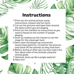 Jungle Scavenger Hunt Adventure for Kids, Printable Game, Digital ...