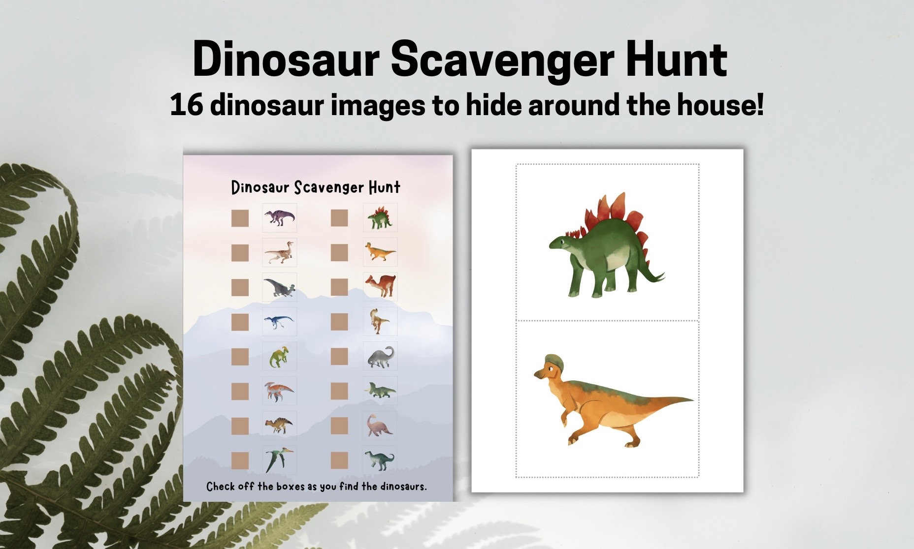 Dinosaur Scavenger Hunt, Dinosaur Party Game, Printable, Treasure Hunt ...
