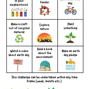 Printable Earth Day Challenge for Kids, Worksheet, Digital Download - Etsy