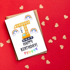 Printable Birthday Card, Crane Birthday Card, Construction Truck ...
