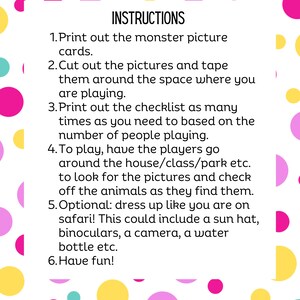 Monster Scavenger Hunt, Birthday Party Game, Printable, Digital ...