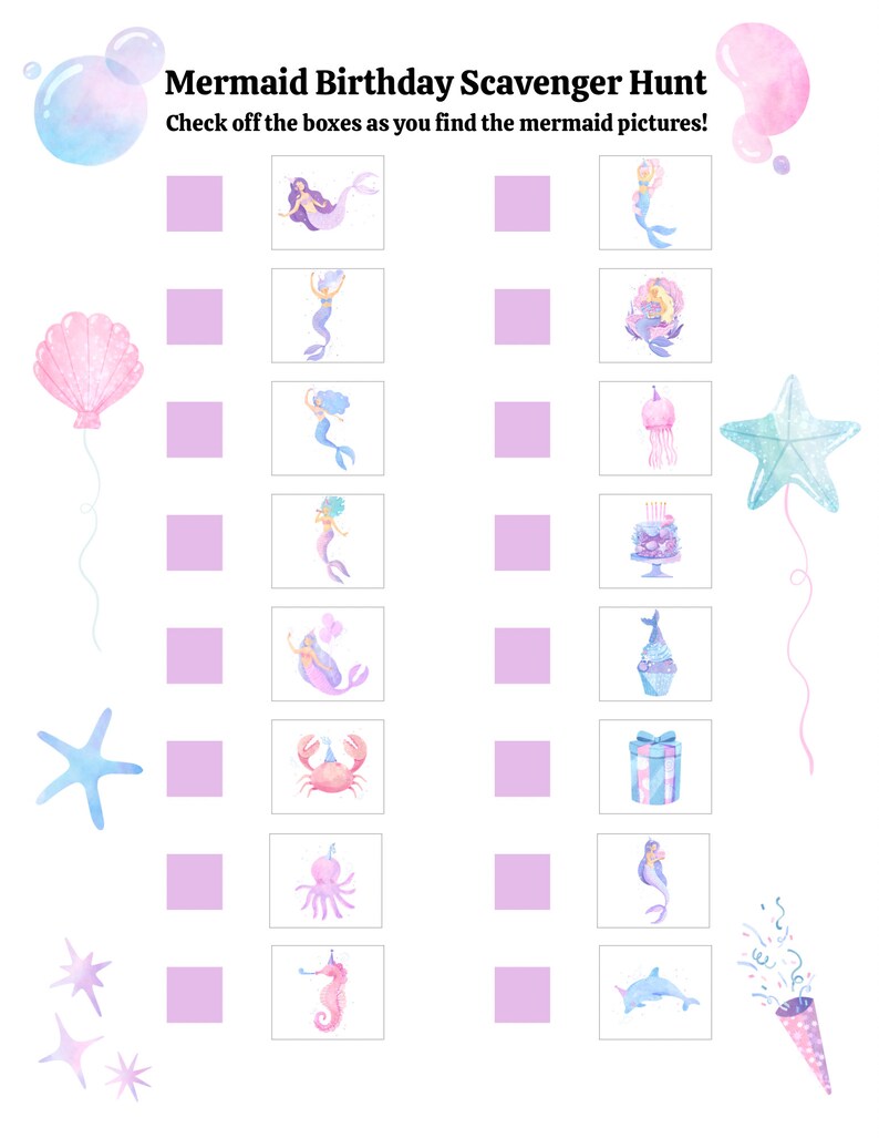 Mermaid Scavenger Hunt Treasure Hunt Mermaid Game Indoor - Etsy