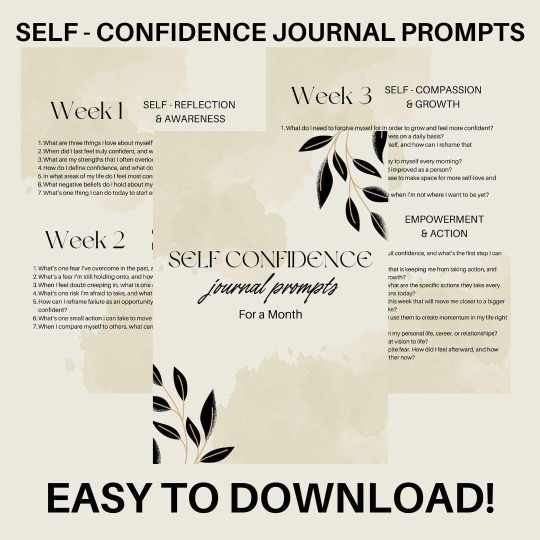 Self Confidence Journal Prompts: Inner Growth Exercises (digital ...