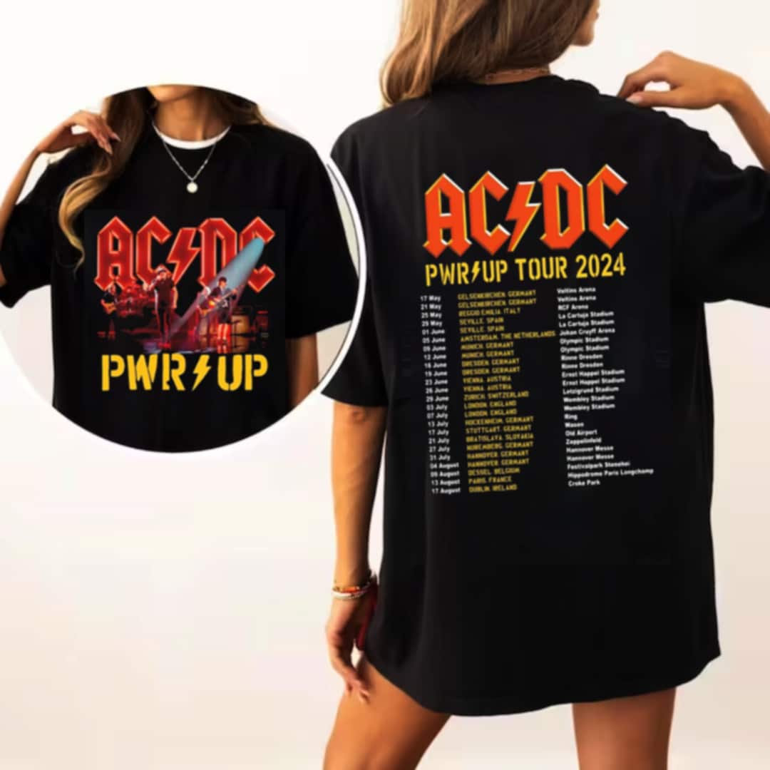 2024 ACDC Pwr up World Tour Shirt, Rock Band ACDC Graphic Shirt, ACDC ...