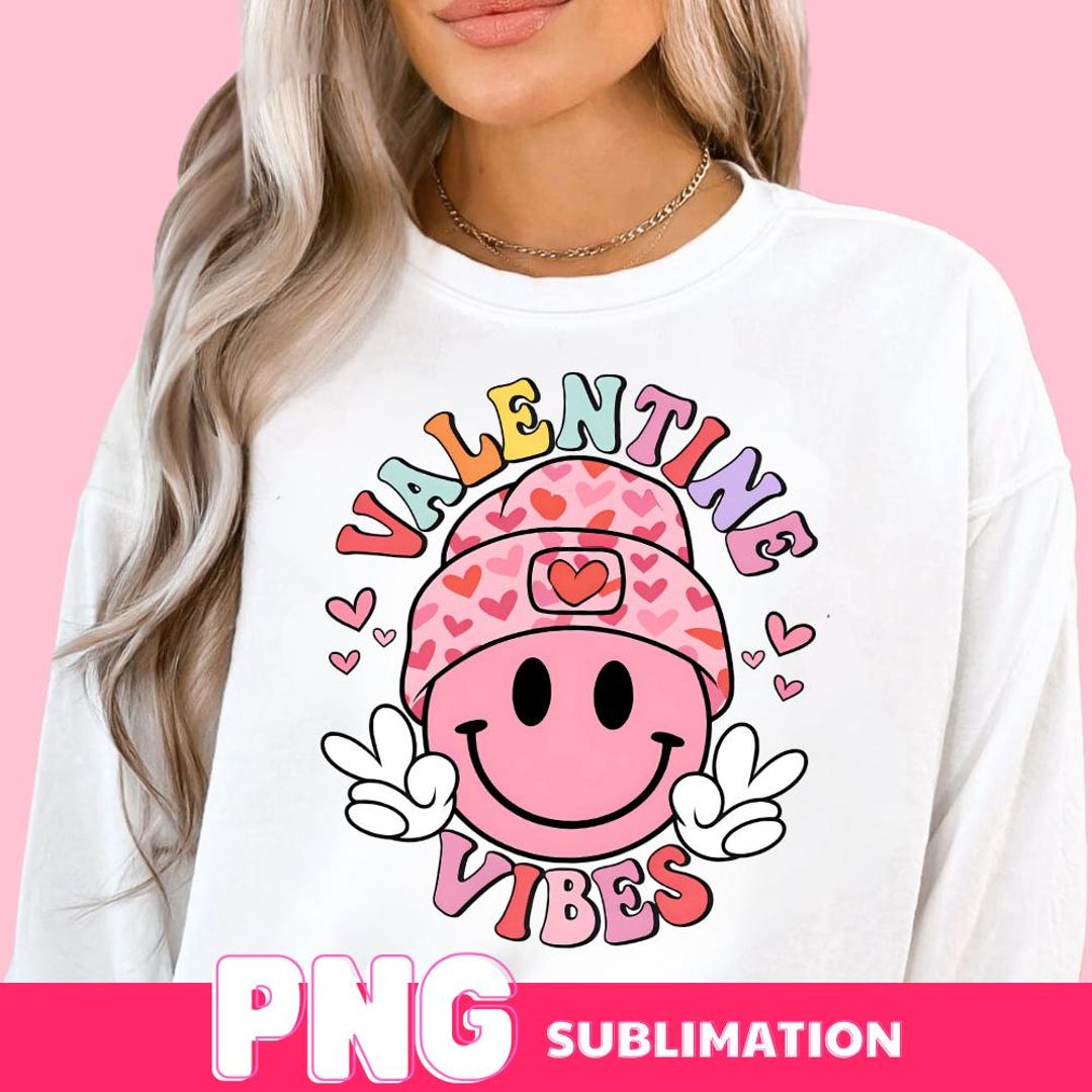 Smiley Face Png, Valentine Vibes Png, Valentine’s Day PNG, Retro ...