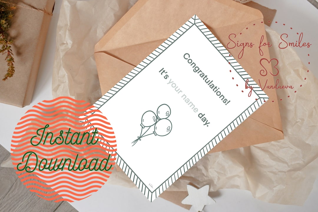 Printable Name Day Card | Instant Download Greetings | Funny Greeting ...