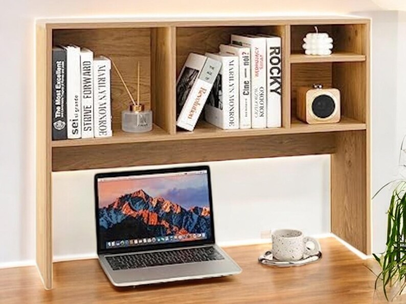 4-shelf Desktop Bookshelf 2-tier Display Rack, Multipurpose Wood ...