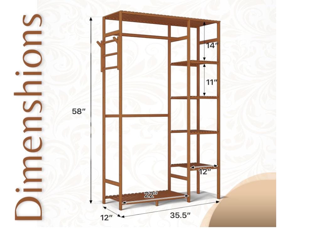 Bamboo Clothes Rack-35 Multi-tier Clothes Rack Storage Shelves With ...