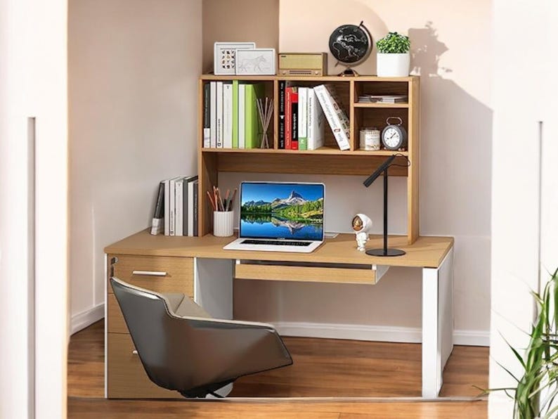 4-shelf Desktop Bookshelf 2-tier Display Rack, Multipurpose Wood ...