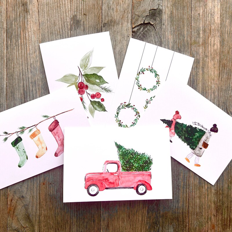 Watercolor Christmas Cards - Etsy