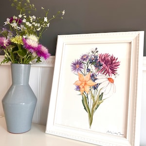 Custom Birth Flower Bouquet Art With 1-6 Flowers: Family Keepsake Gift ...