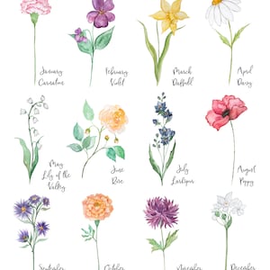 Custom Birth Flower Bouquet Art With 1-6 Flowers: Family Keepsake Gift ...