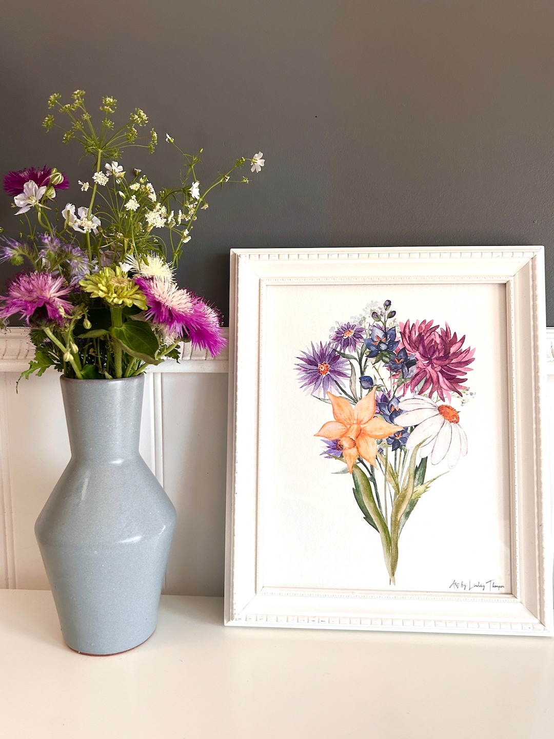 Custom Birth Flower Bouquet Art With 1-6 Flowers: Family Keepsake Gift ...