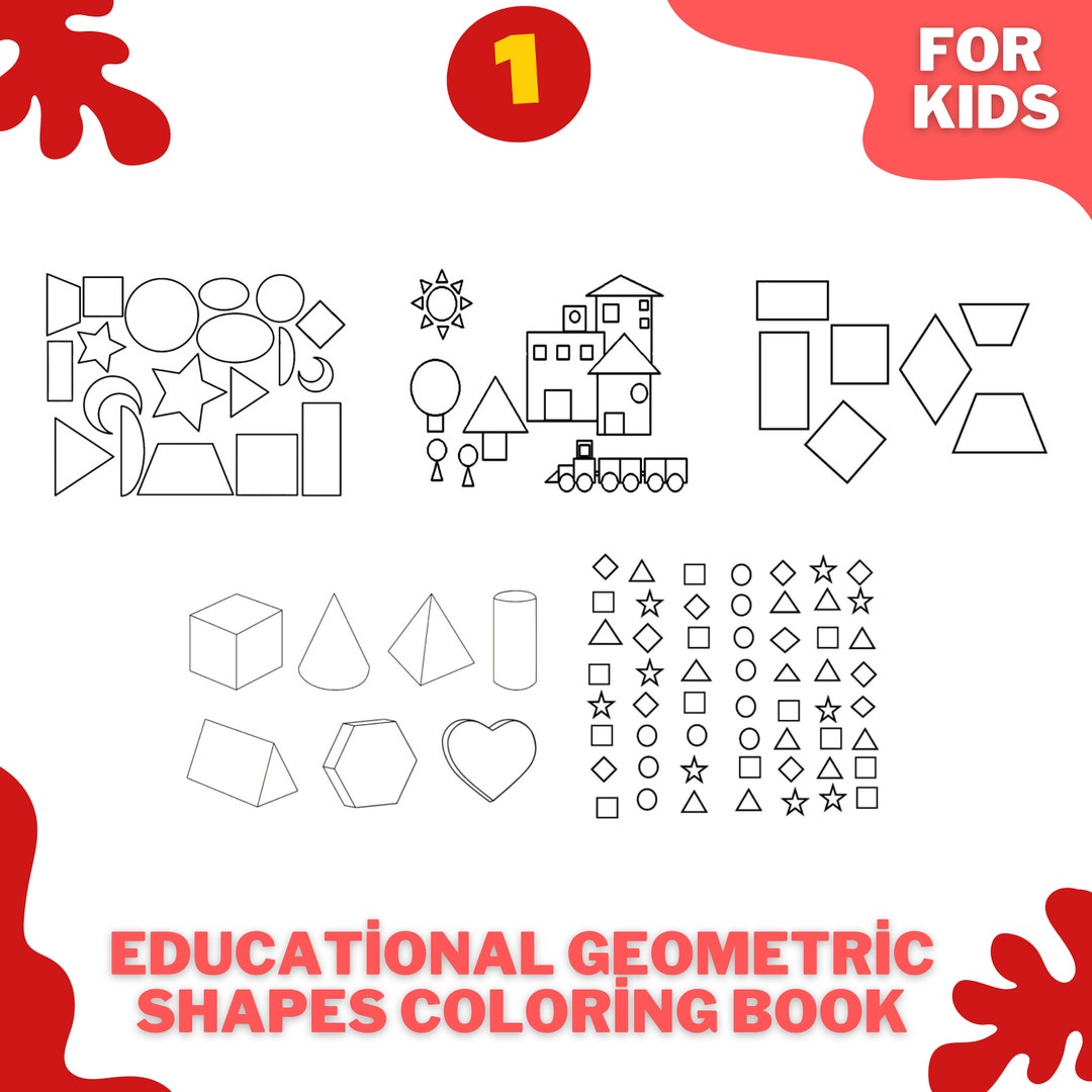 Educational Geometric Shapes Coloring Book - Etsy