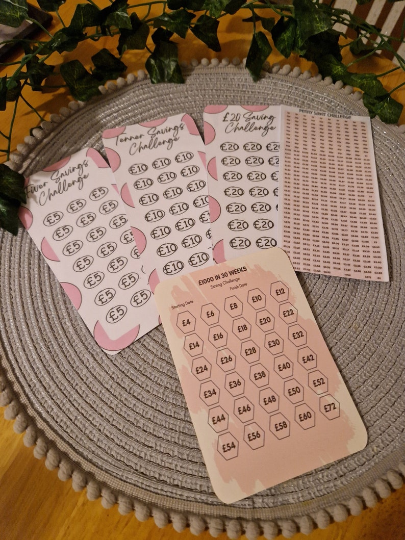 Money Saving Challenge Bundle Set of 5 Cash Trackers Fun Money Charts ...