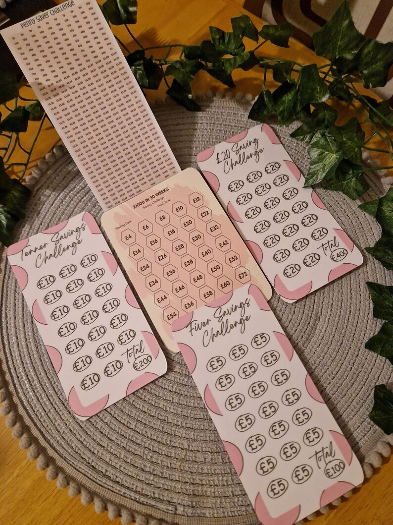 Money Saving Challenge Bundle Set of 5 Cash Trackers Fun Money Charts ...