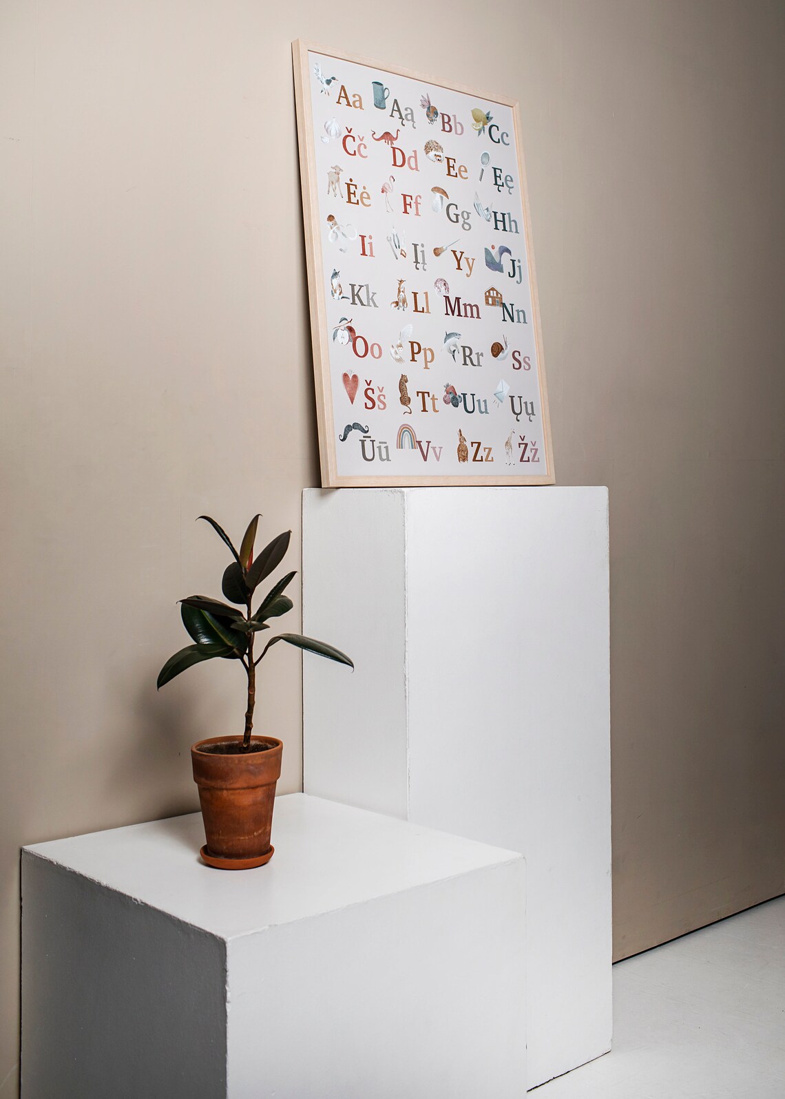 Alphabet Poster lithuanian Illustrated Letters Print Educational Abc ...