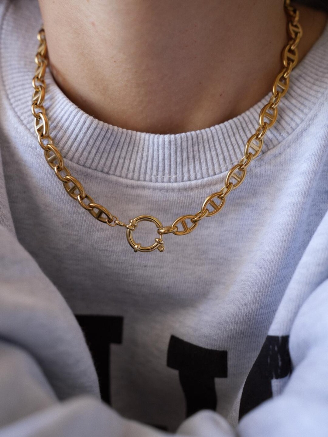 18K Gold Plated Chain Necklace With Interchangeable Pendants, Charm ...