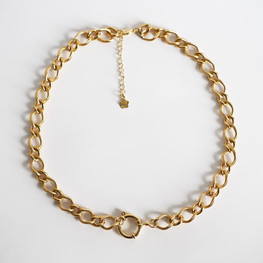 18K Gold Plated Stainless Steel Chain Necklace With Interchangeable ...