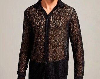 Sheer Black Men Shirt | Etsy