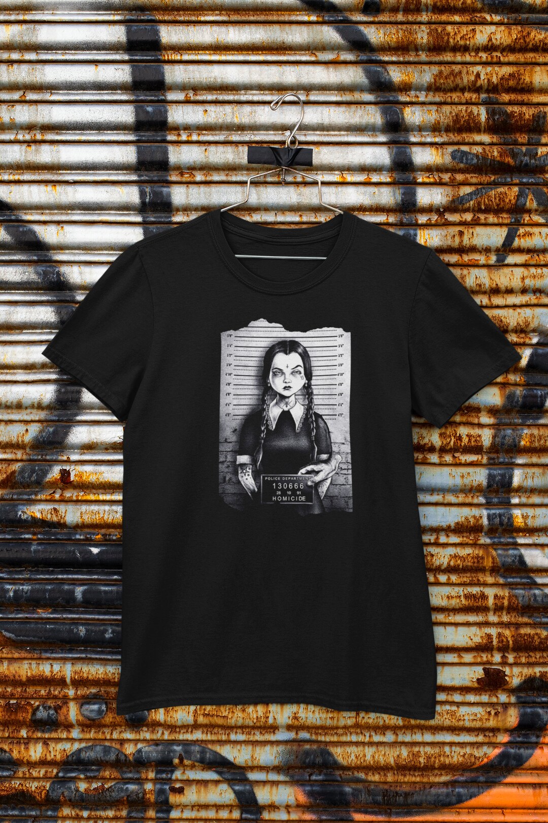 Horror Wednesday Addams Mugshot With DTF Handmade-to-order and - Etsy