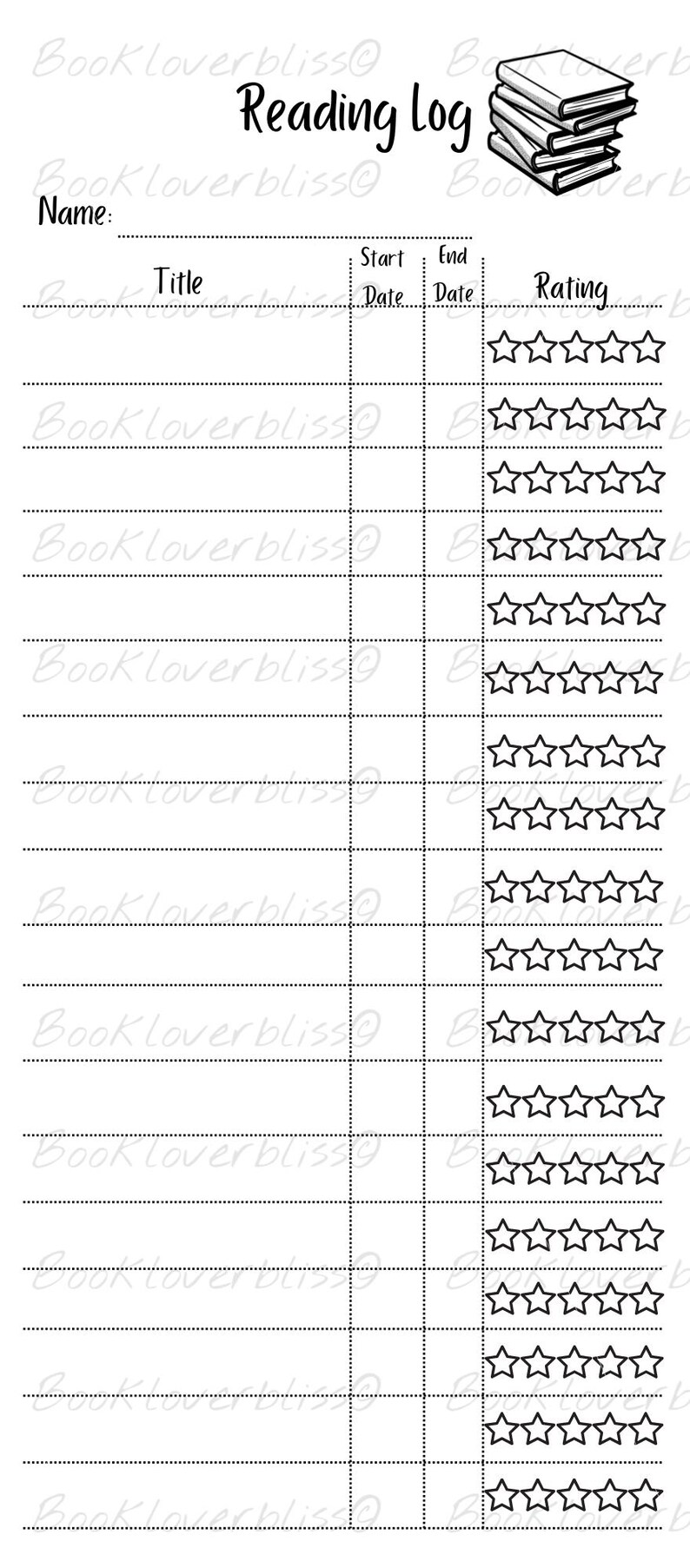 Reading Log Bookmarks bundle of 10 - Etsy