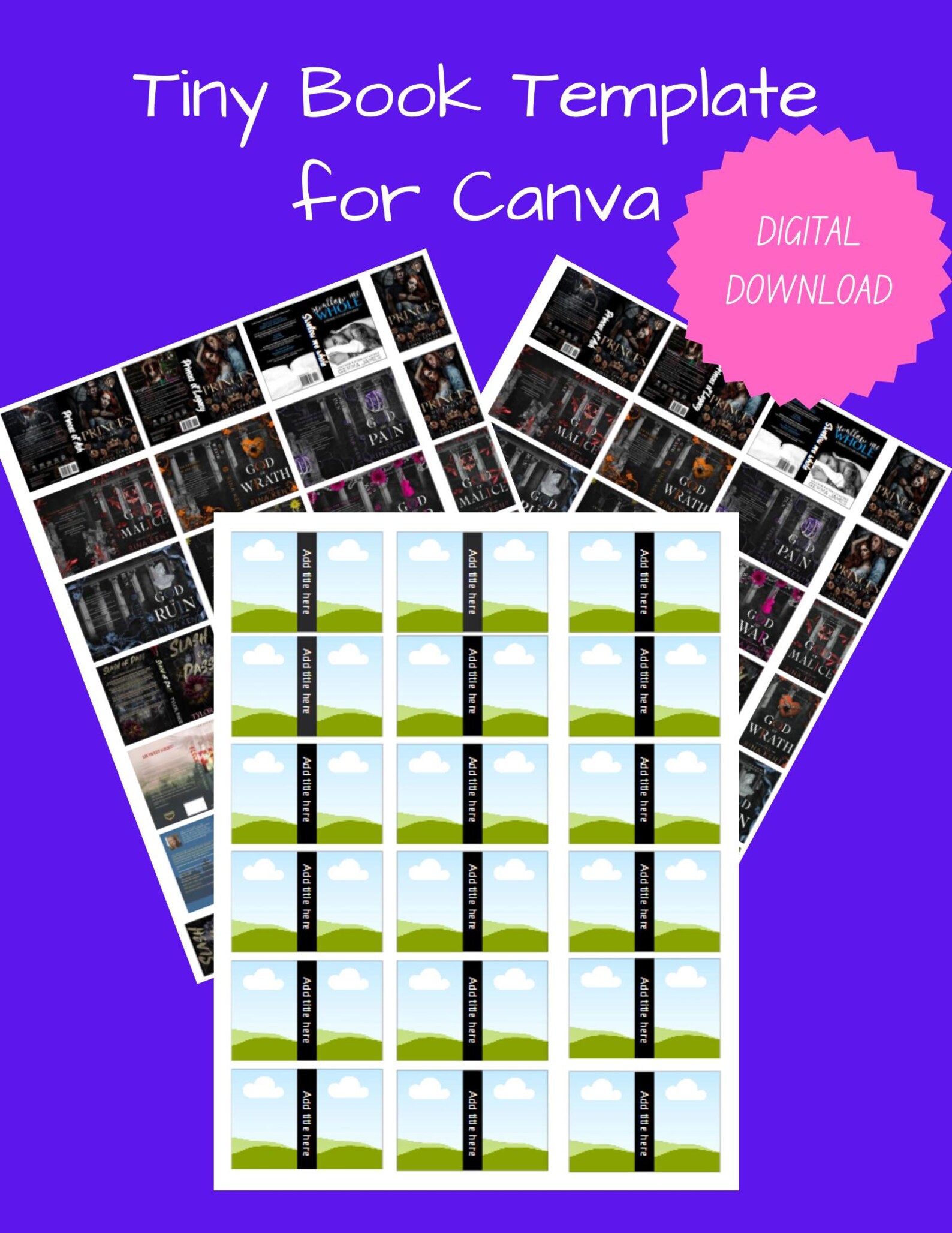 Tiny Book Cover Canva Template - Etsy