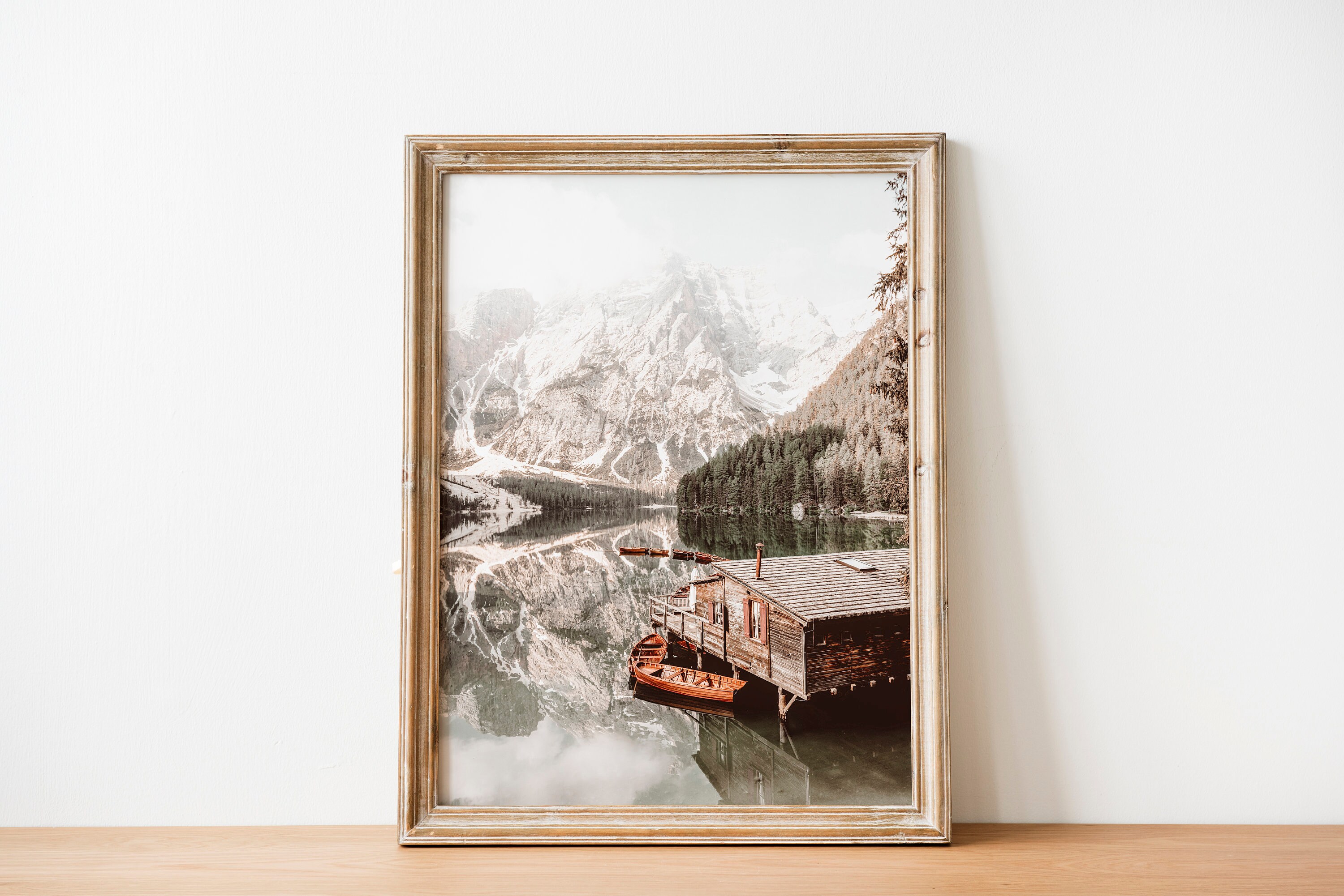 Lago Di Braies Boat Print, Italian Landscape Art, Lake Boat Photography ...