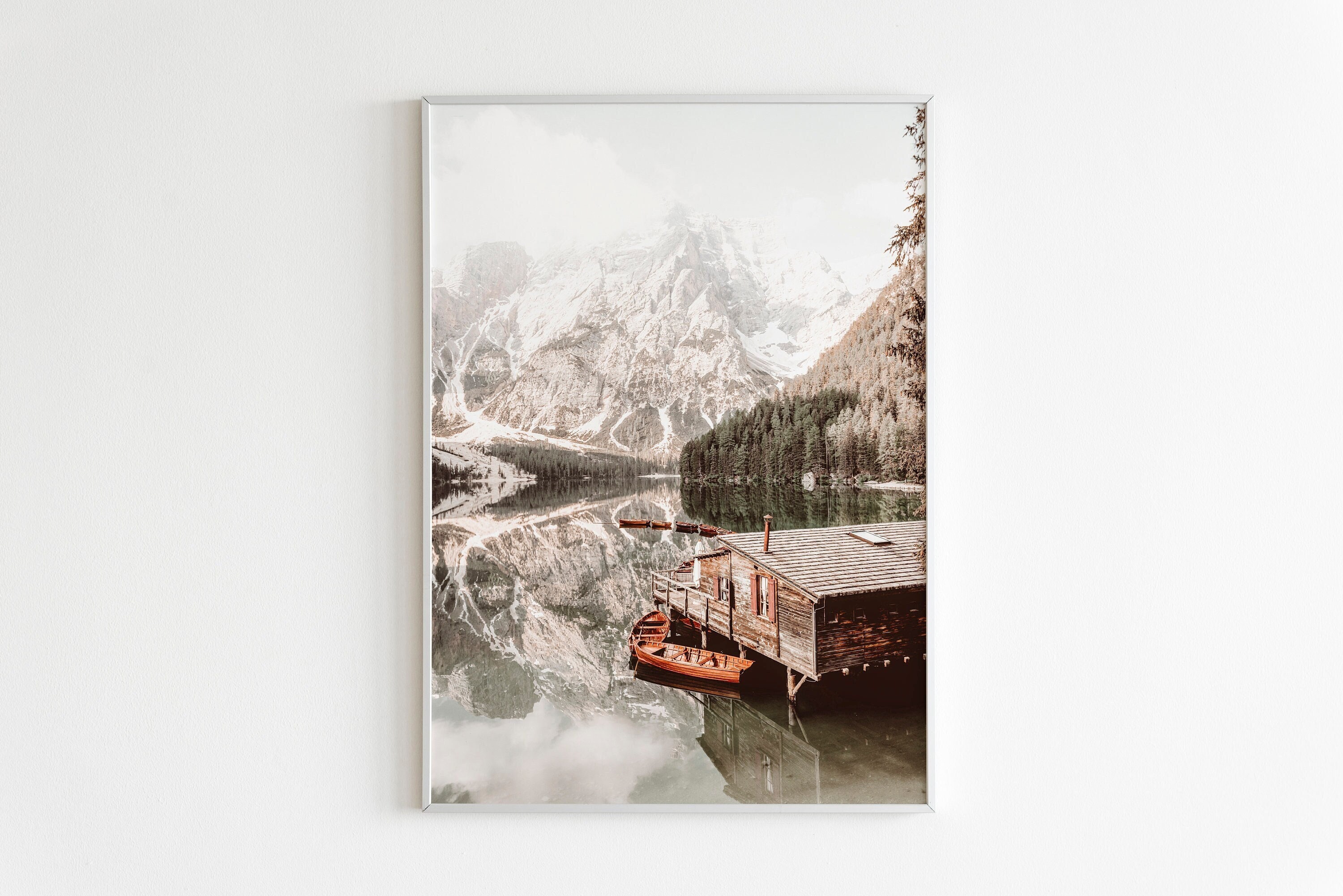 Lago Di Braies Boat Print, Italian Landscape Art, Lake Boat Photography ...