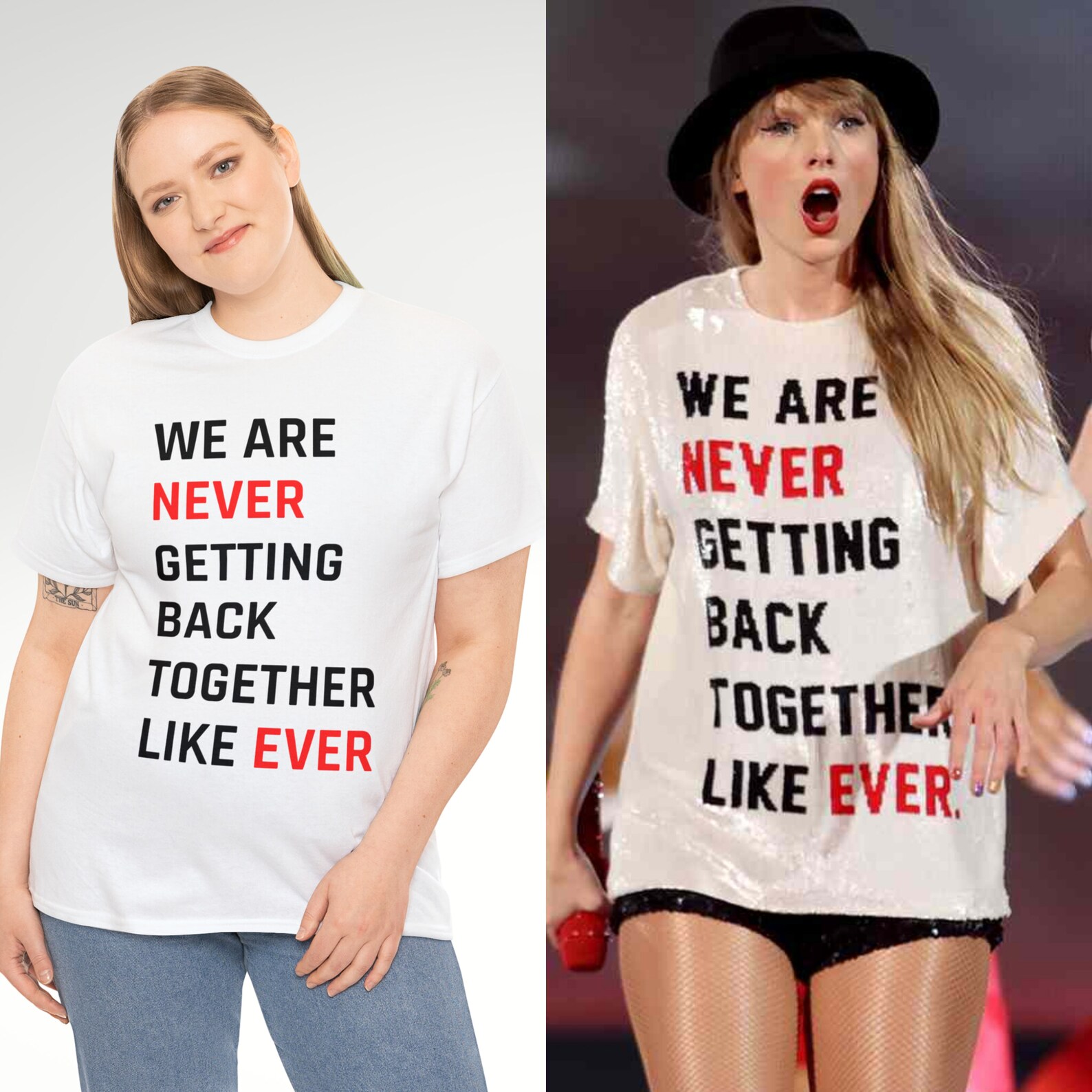 TS We Are Never Getting Back Together Like Ever Tee, Slogan Shirt, Celebrity Inspired Tshirt - Etsy