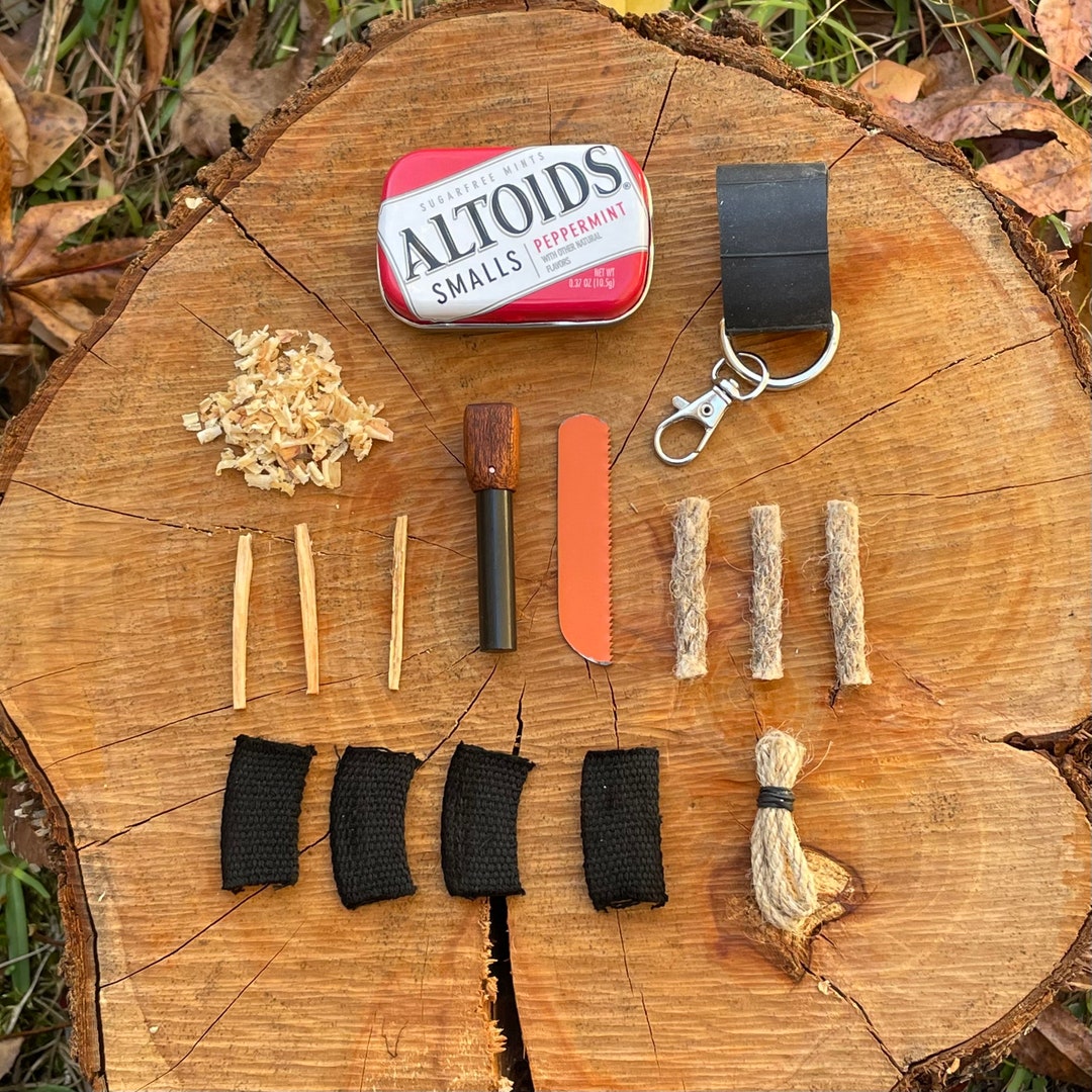 Mini Ferro Rod Fire Starting Kit Altoids Smalls Tin Bushcraft Survival ...