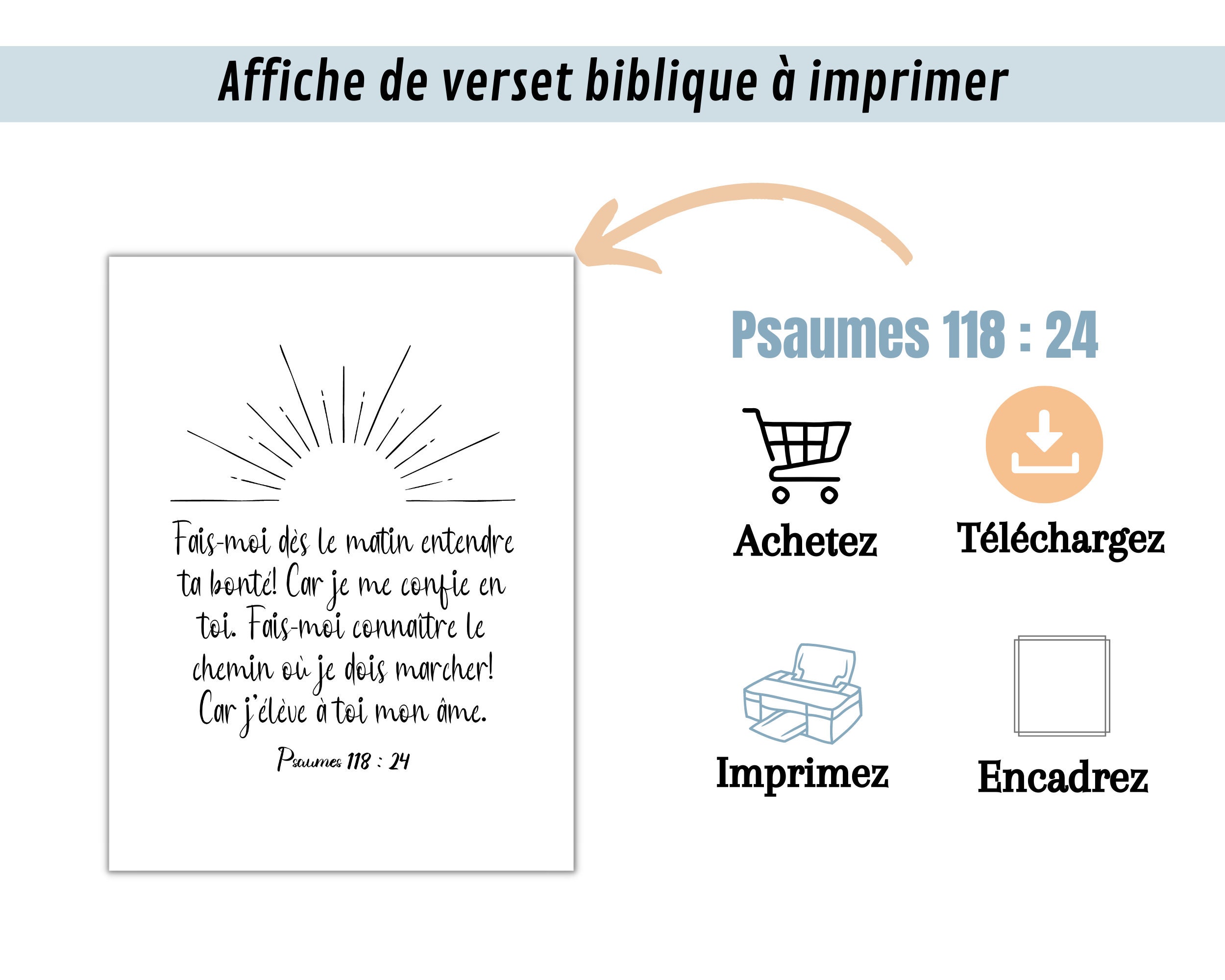 Bible Verse in French, Psalms 118v24, Christian Decorative Poster for ...