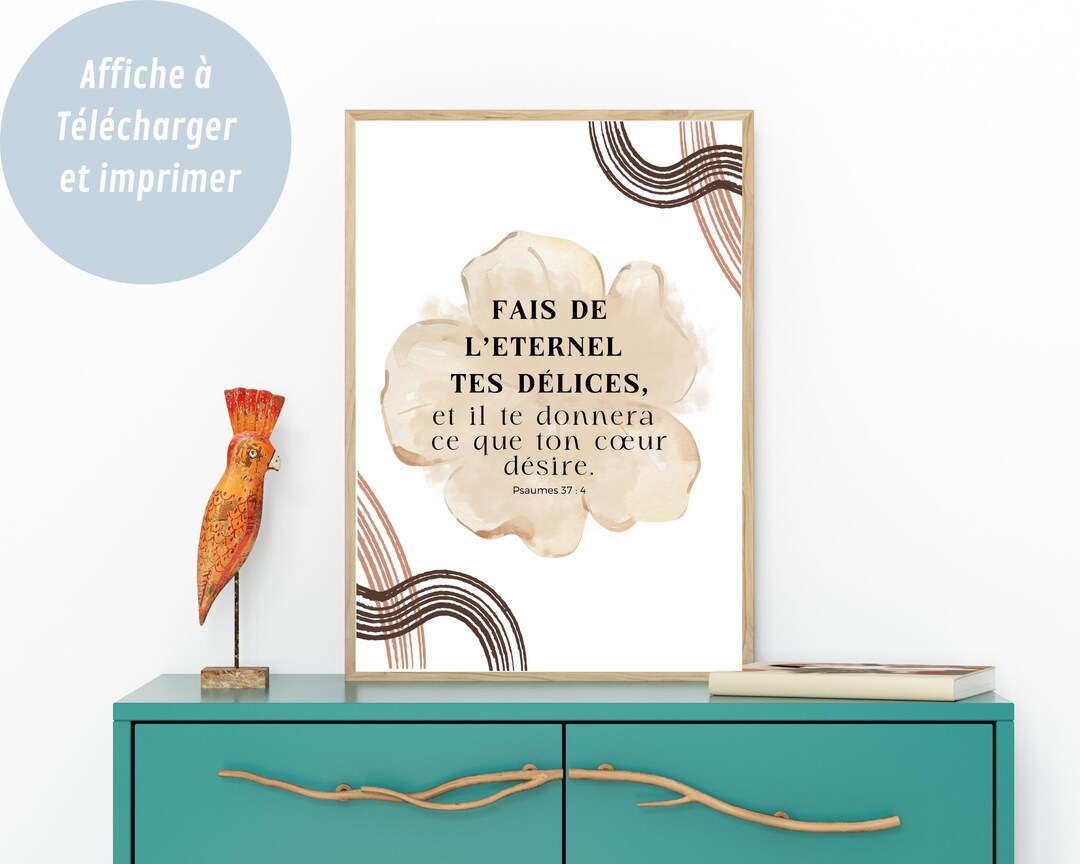 Christian Decor, Printable Poster for Frame, Bible Verse in French ...