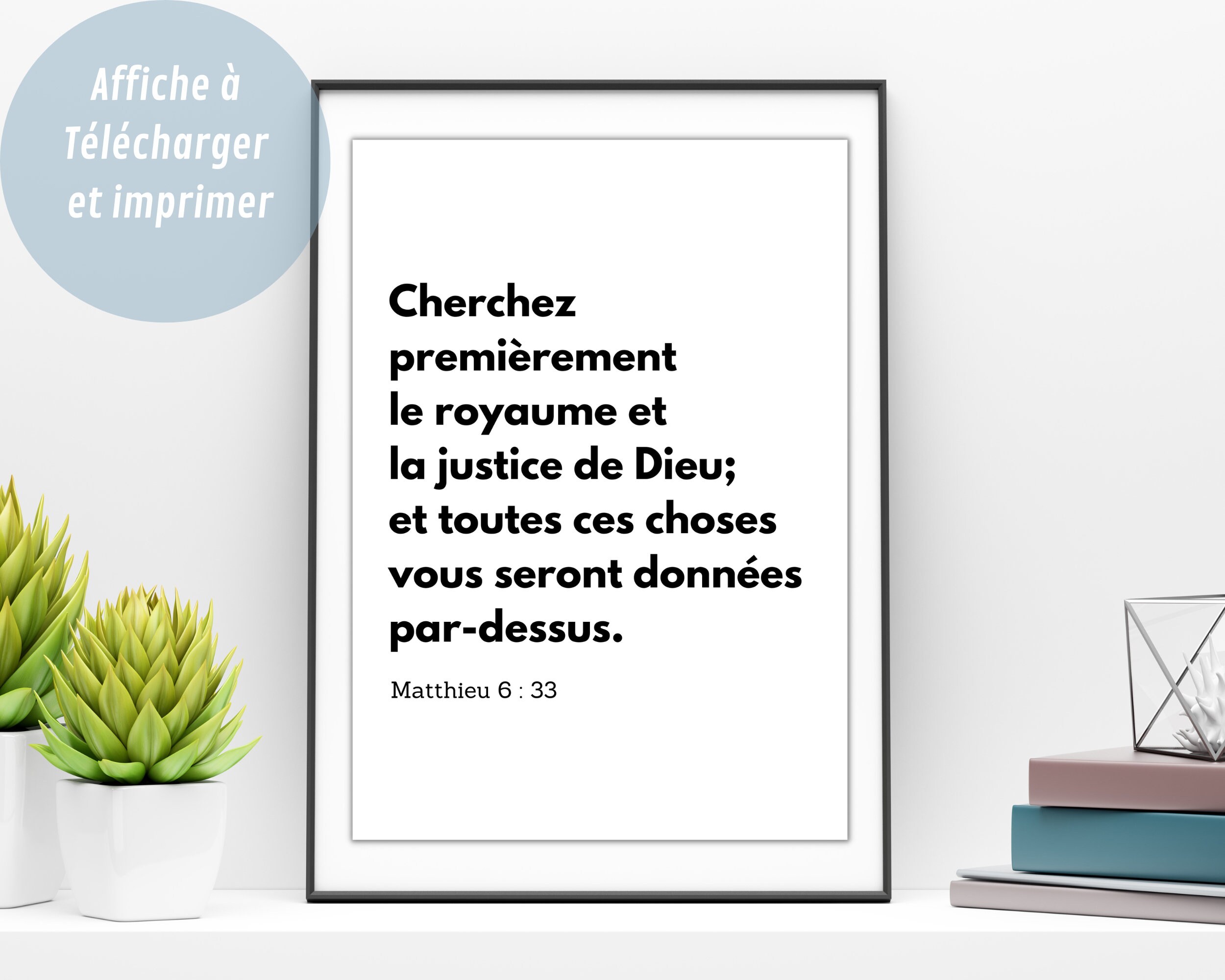 French Bible Verse Matthew 6v33 Christian Decorative Poster - Etsy