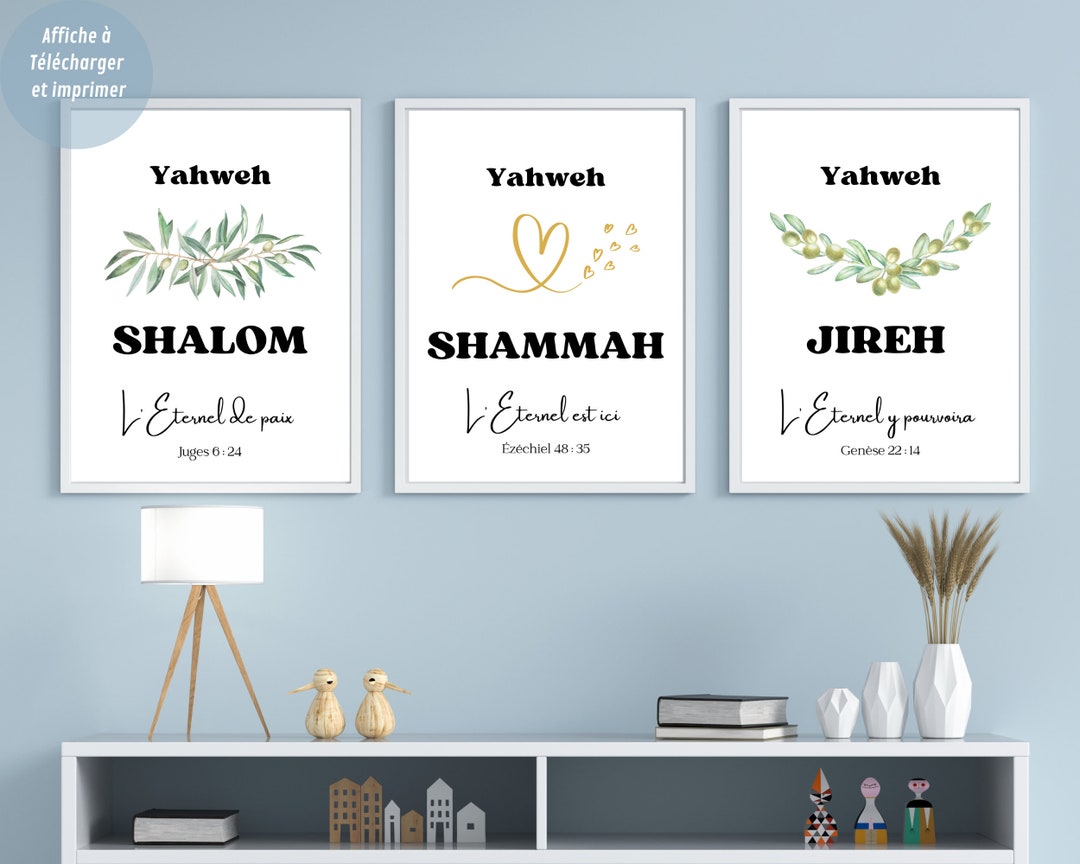 Set of 3 Bible Verses in French, Judges 6v24, Ezekiel 48v35, Genesis ...