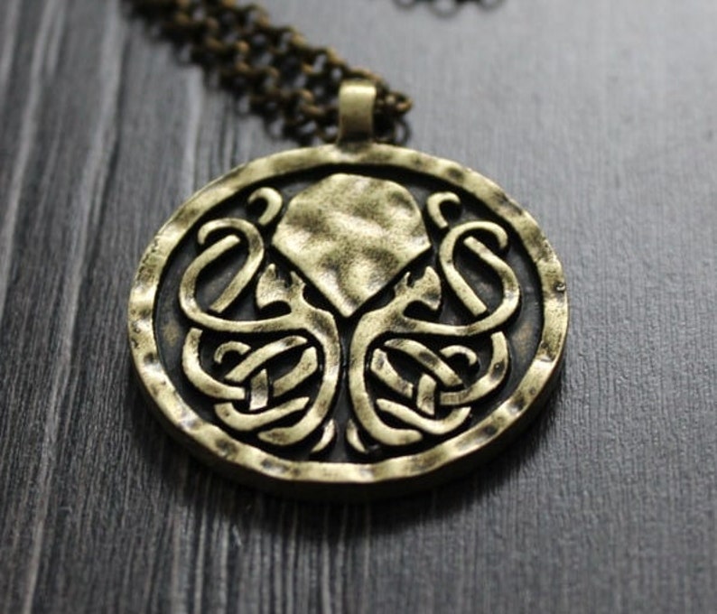 Cthulhu Necklace Antique Bronze Silver Pendant Mythic Monster - Etsy