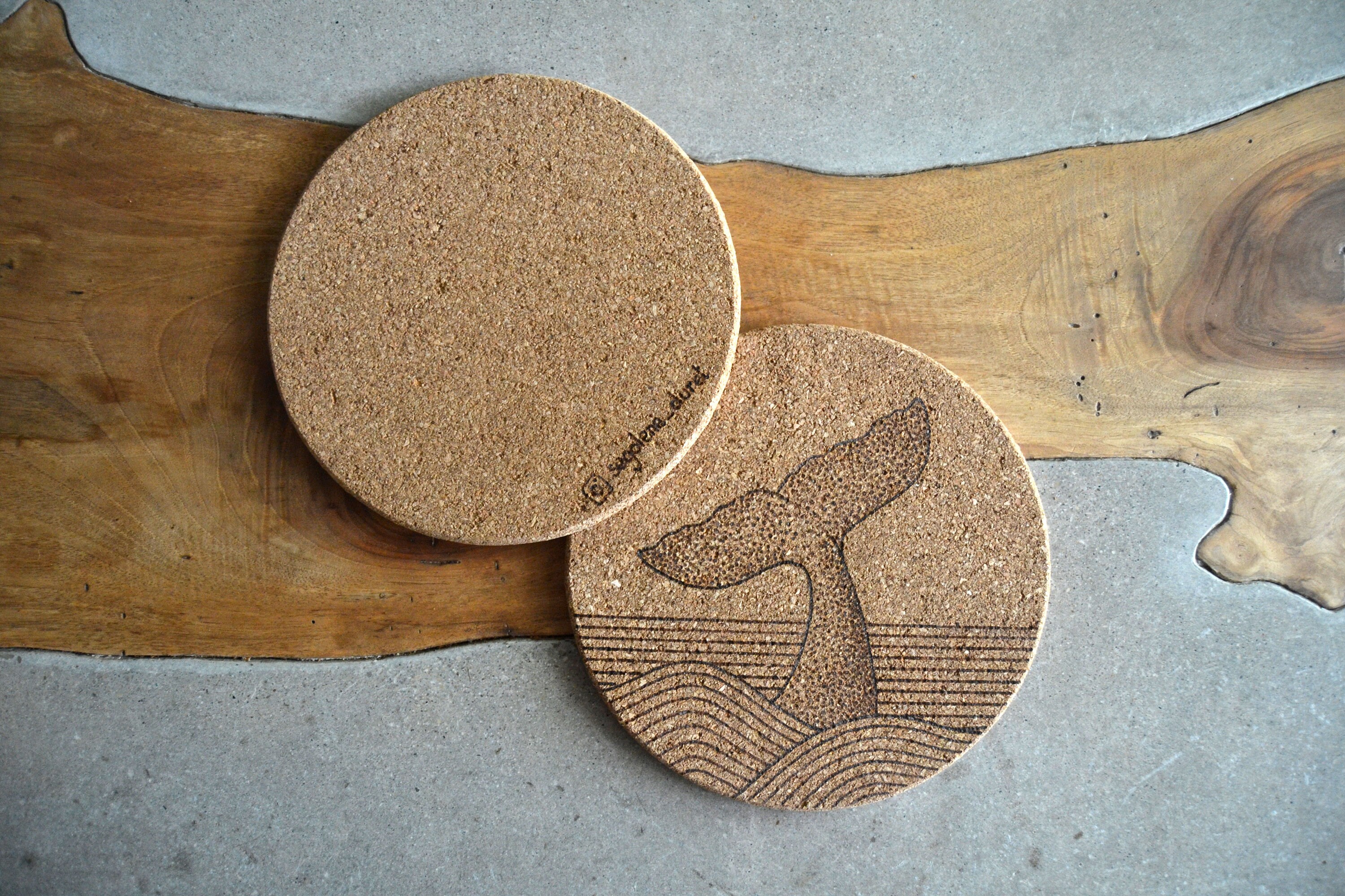 Cork Trivet - Pyrography - Whale Ocean Illustration - Etsy