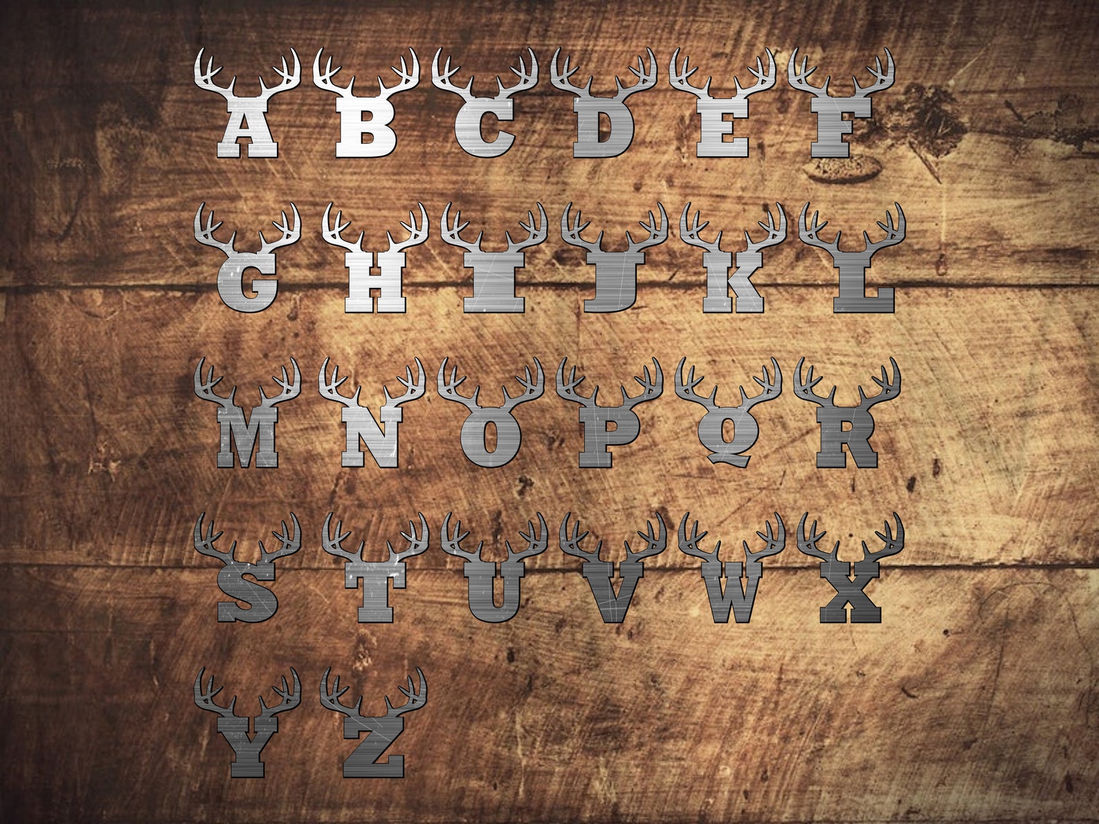 Deer Antler Letter Monogram Set Dxf/svg Brightnite Metalworx Digital ...