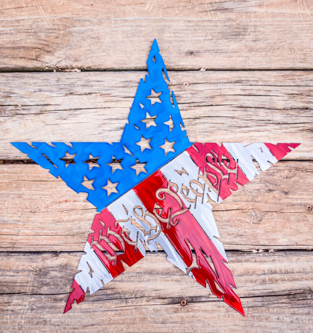 We the People Tattered Flag Star Dxf/svg - Brightnite Metalworx Digital ...