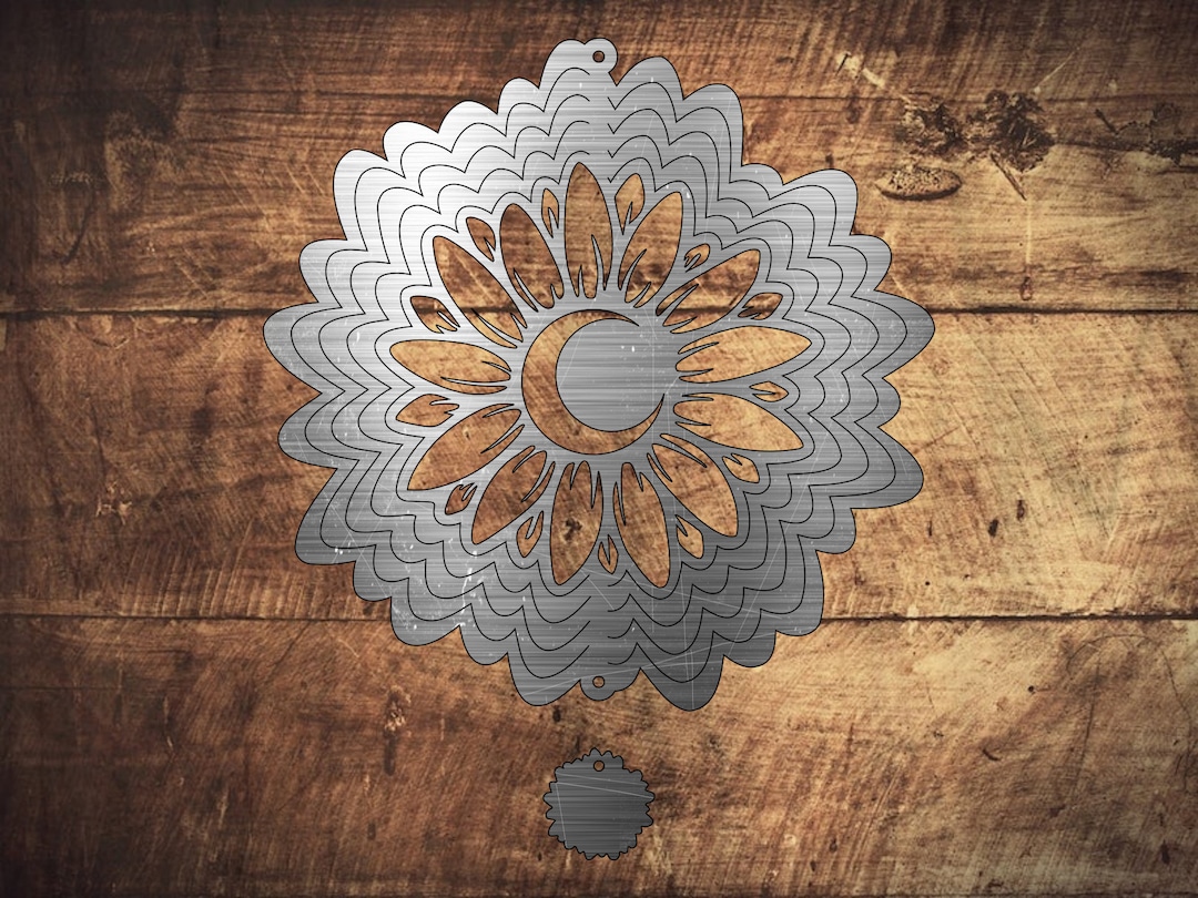 Sunflower Moon Wind Spinner Dxf/svg - Brightnite Metalworx Digital ...